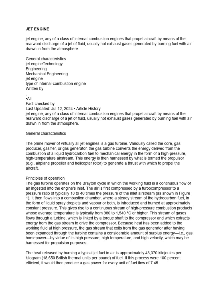 Jet Engine | PDF | Engines | Jet Engine