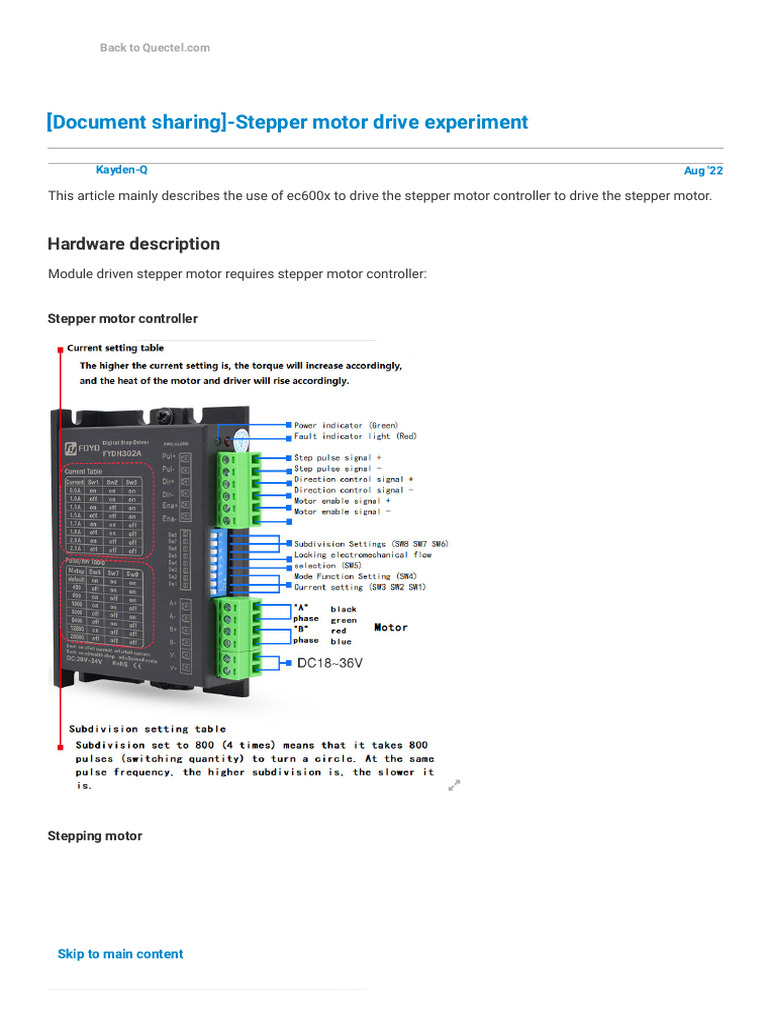 (Document Sharing) - Stepper Motor Drive Experiment - QuecPython - Quectel Forums | PDF | Power ...