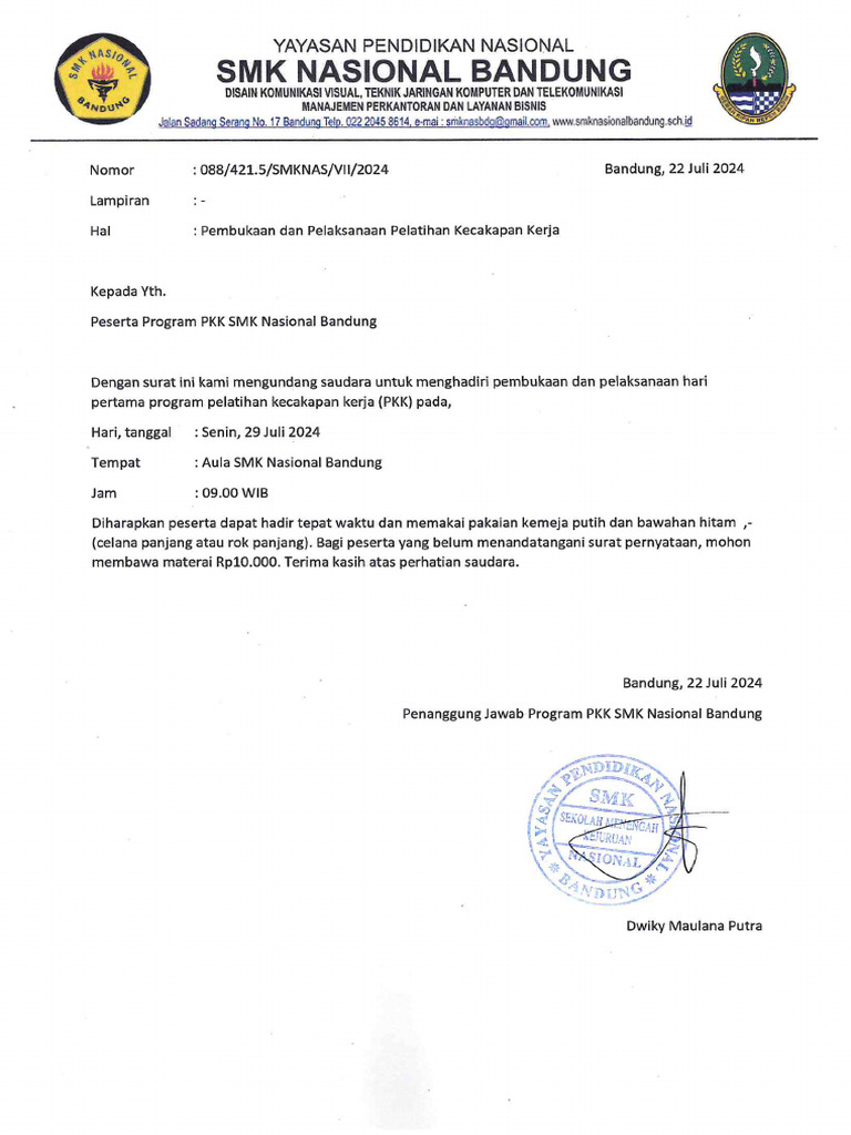 Contoh Surat Undangan Pembukaan Acara | PDF