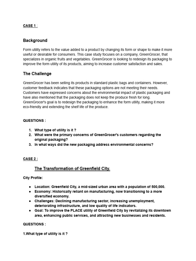 Case Studies For Topic Types of Utility | PDF | Packaging And Labeling ...