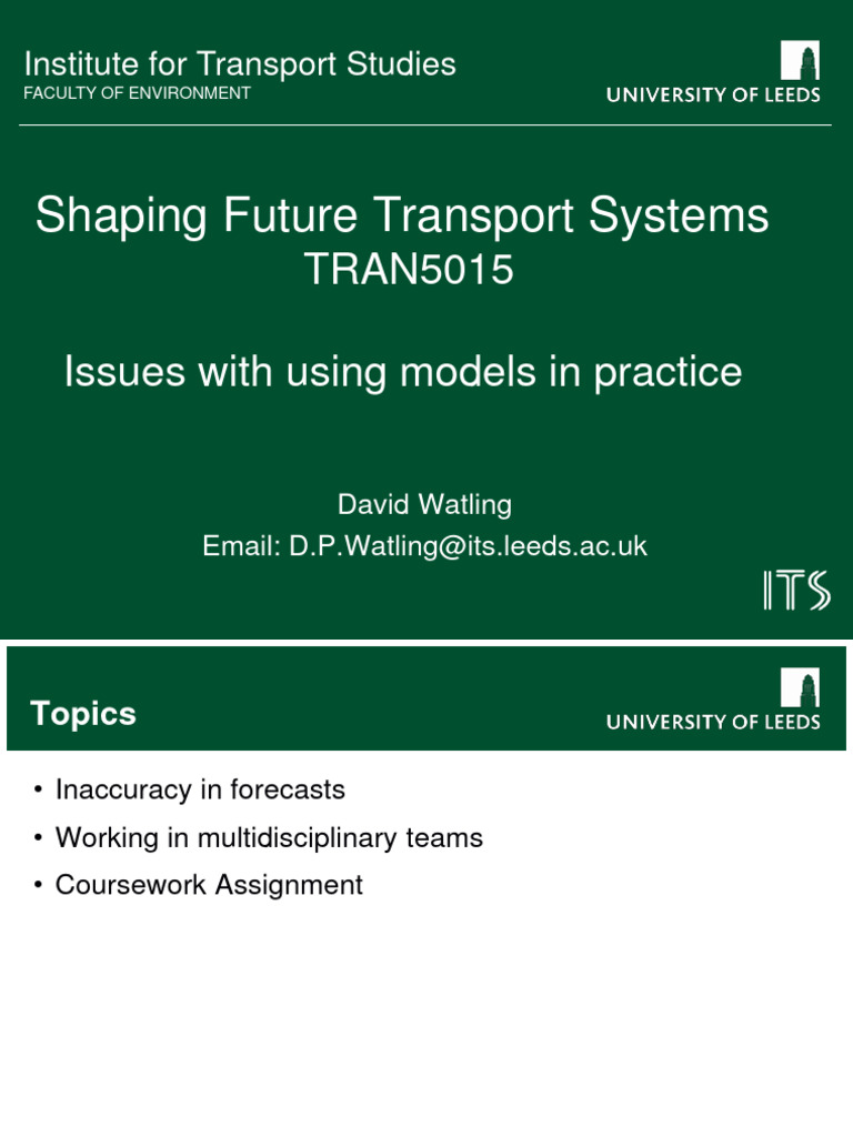 Shaping Transport Futures Modelling Session 5 2023 | PDF | Economics ...