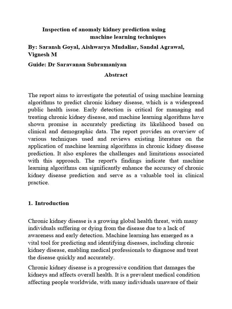 Inspection of Anomaly Kidney Prediction Using Machine Learning | PDF ...