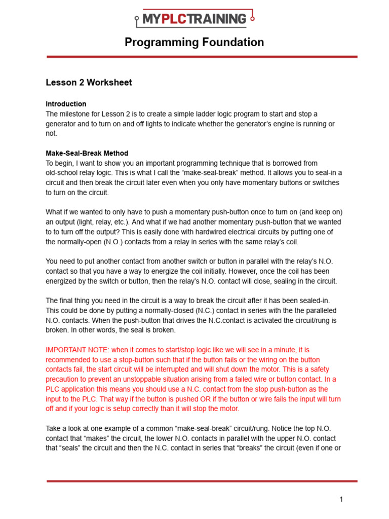 Lesson 2 Worksheet - Programming Foundation | PDF | Relay | Switch
