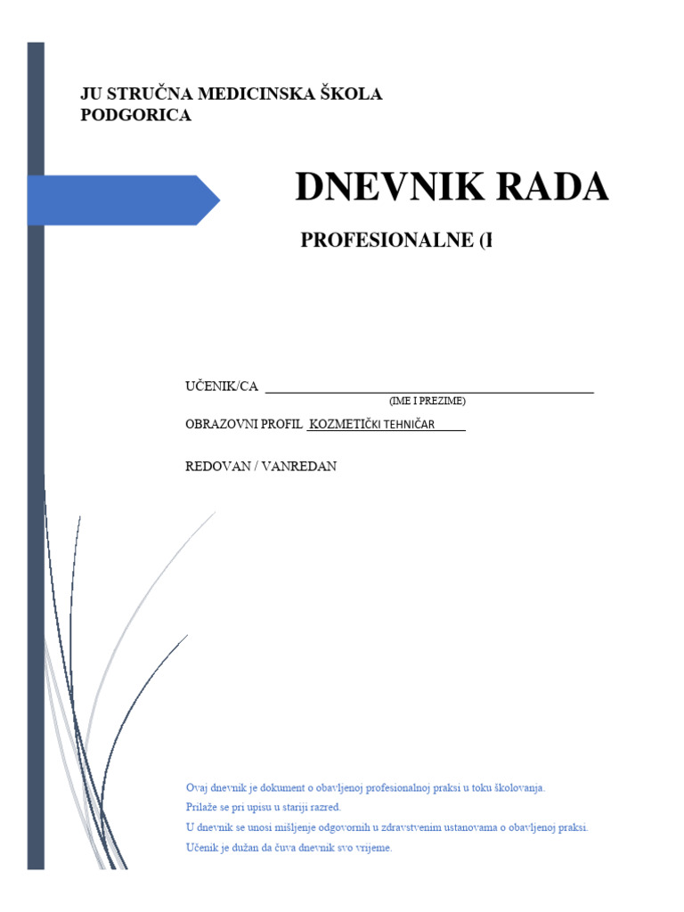 Kozmeticarke Dnevnik Rada 2 - 1 | PDF