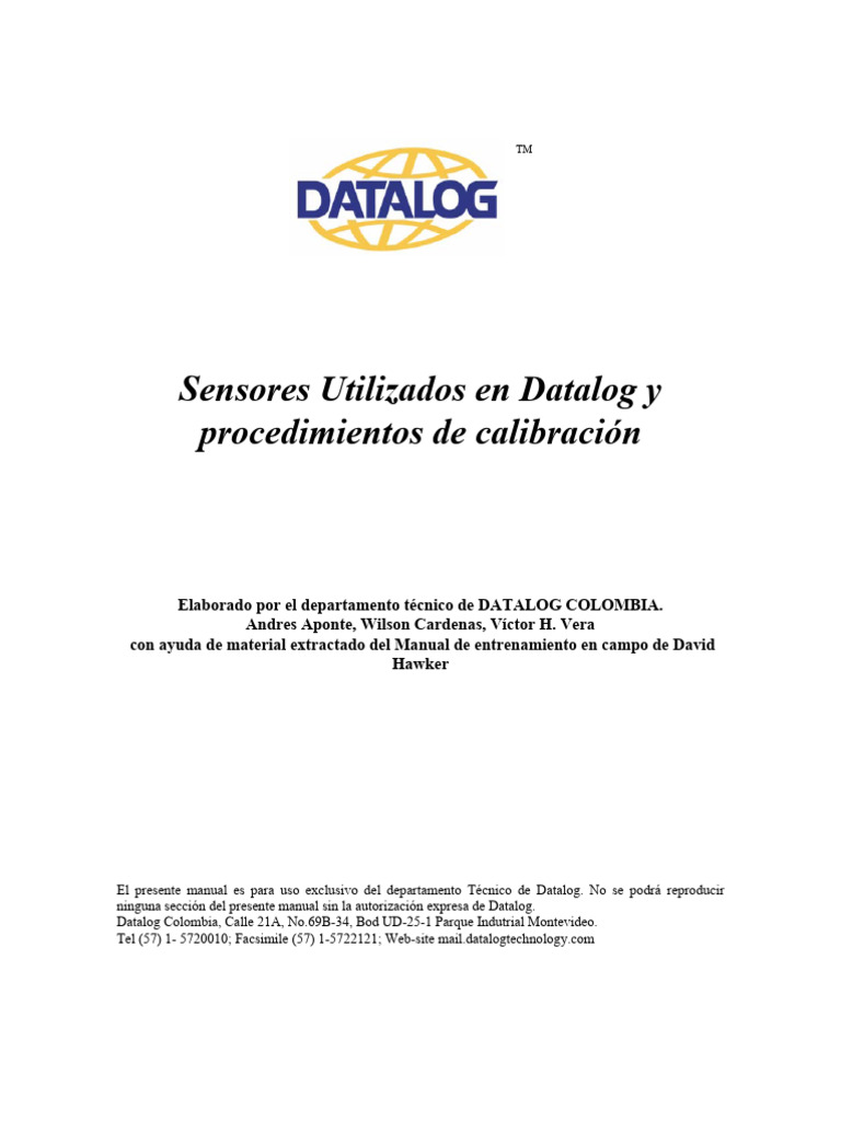 Manual de Sensores Datalog | PDF | Sensor