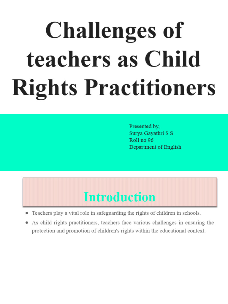 Child Rights and Protection | PDF | Teachers | Children's Rights