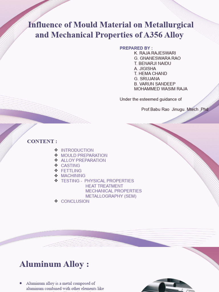 A356 Alloy Properties and Casting Techniques | PDF | Heat Treating ...