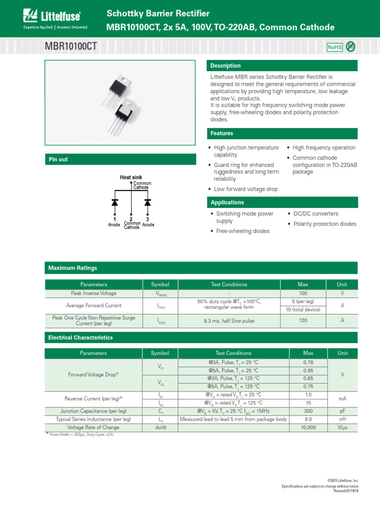 Diodo MBR10100CT | PDF | Diode | Rectifier
