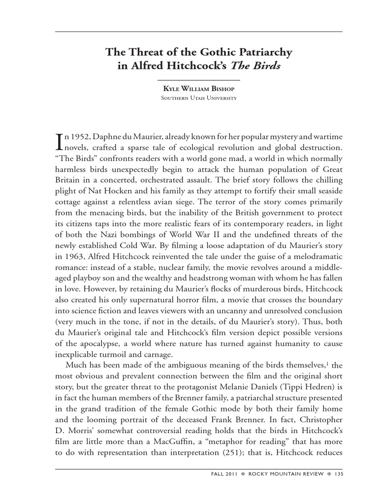 Gothic Patriarchy in Hitchcock's The Birds | PDF | Gothic Fiction ...