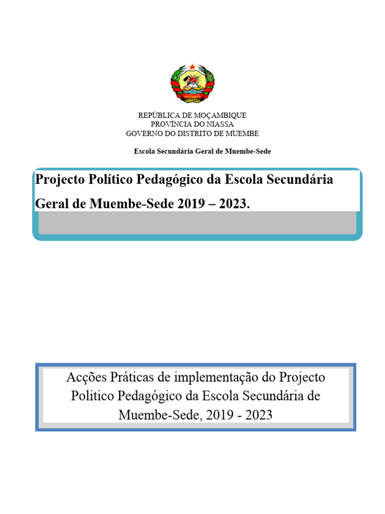 Projeto Político Pedagógico de Muembe | PDF | Escolas | Pedagogia