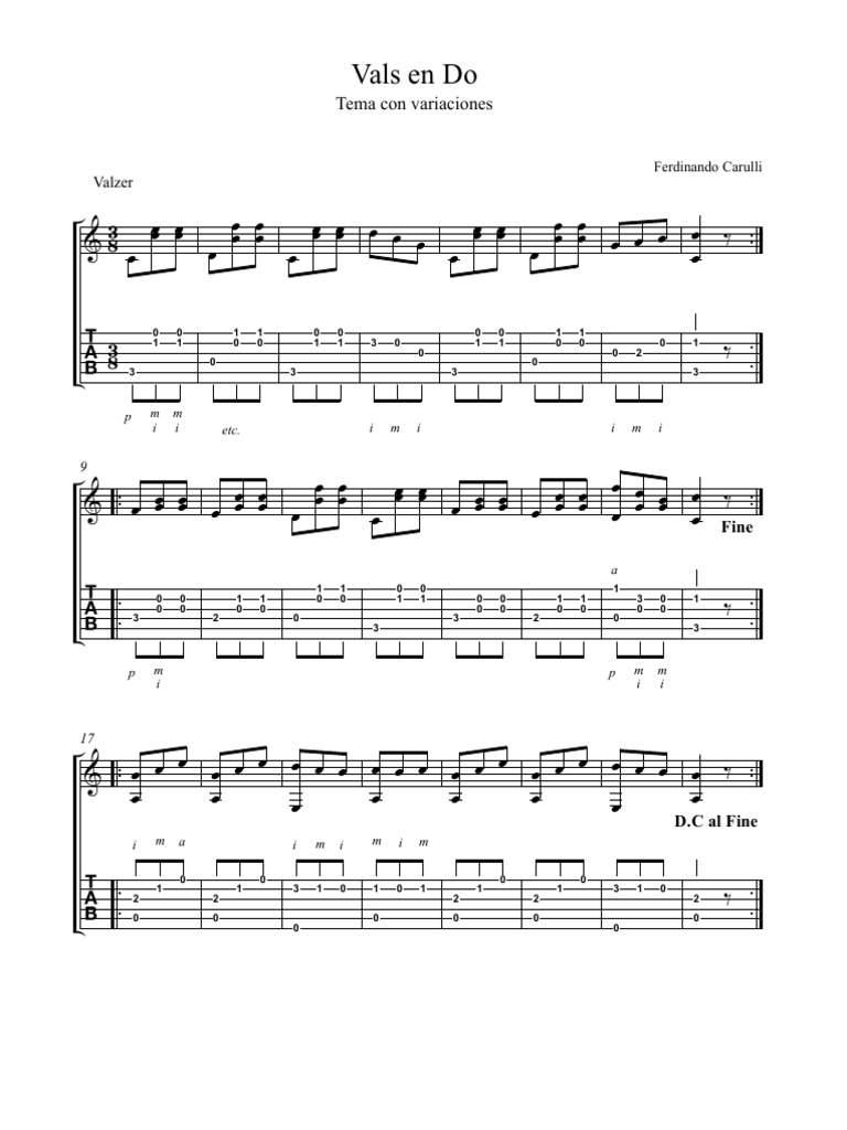 Carulli Vals Do - Tab | PDF