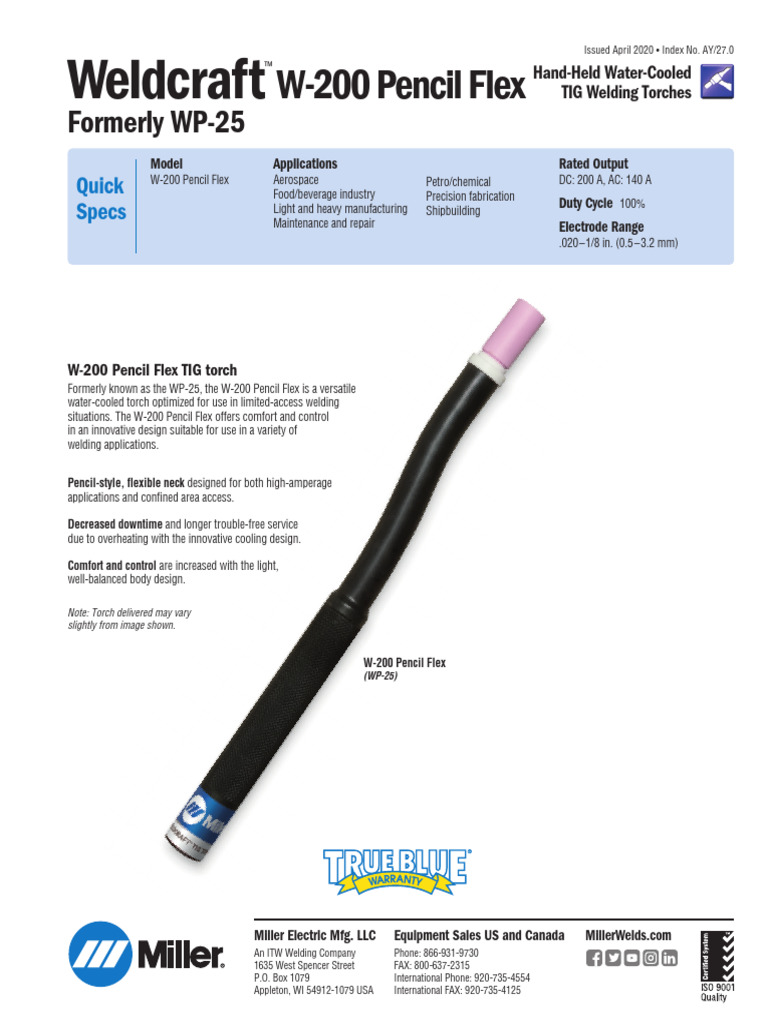 AY270 Weldcraft W200 TIG Torch English | PDF | Materials
