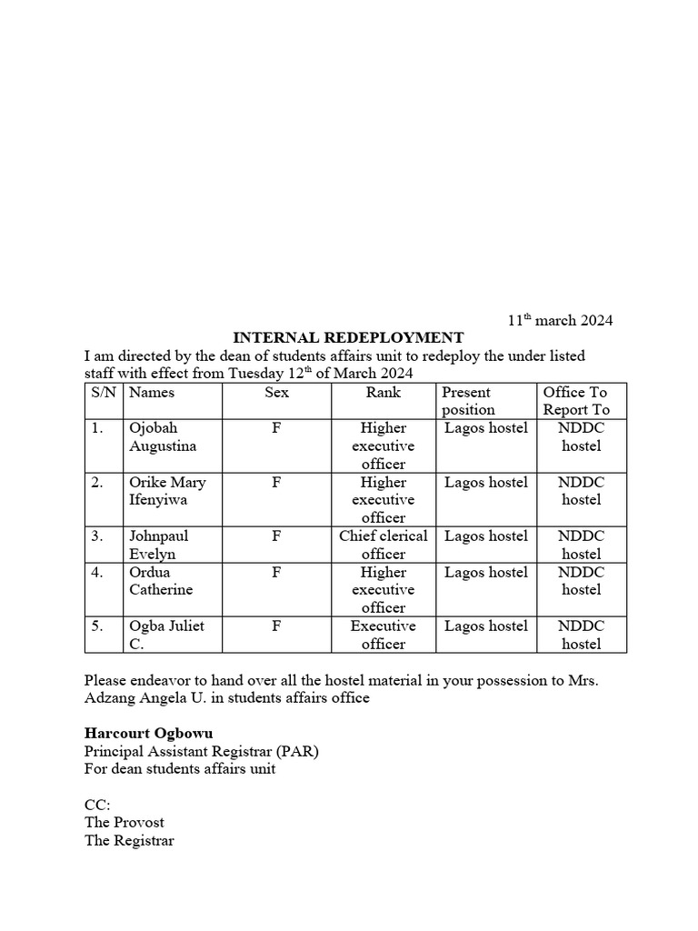 Internal Redeployment | PDF Internal Redeployment | PDF