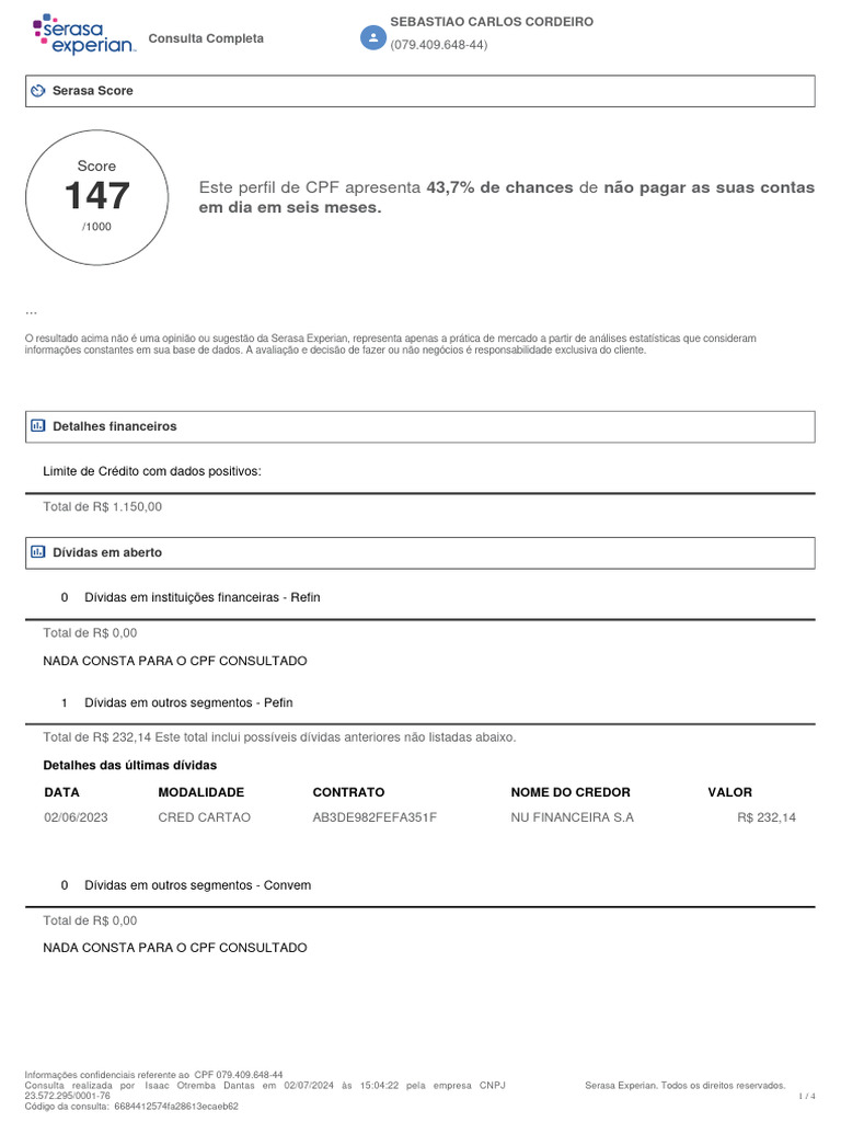 Sebastiao Leandro | PDF | Cheque (banco) | Crédito