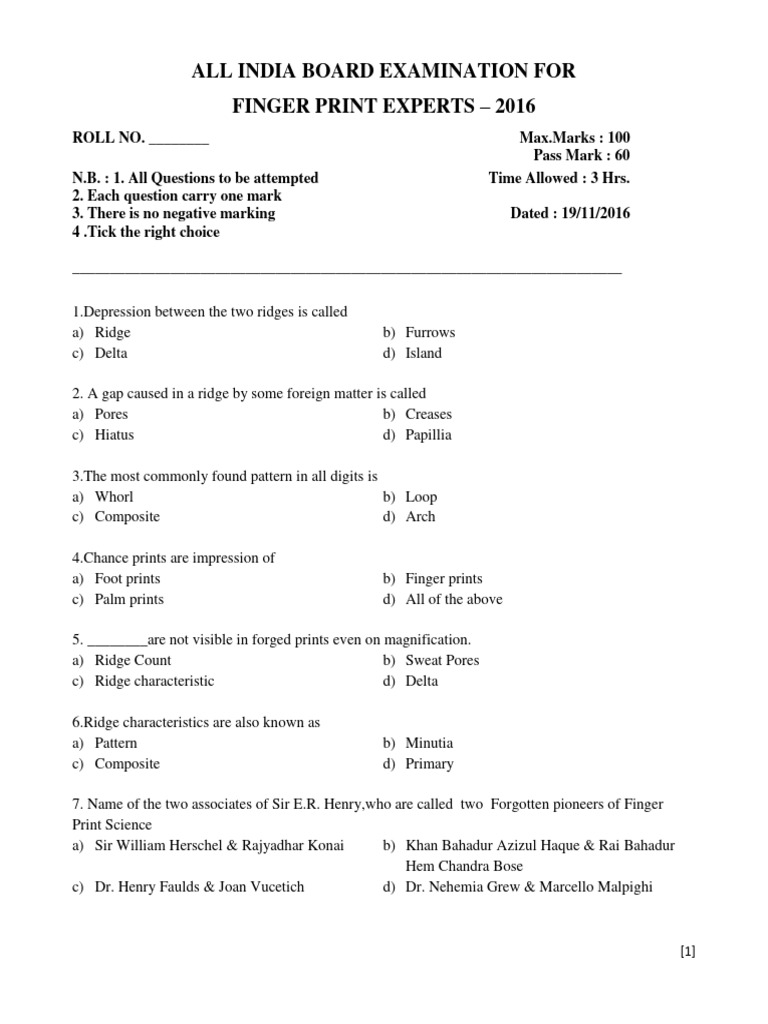 AIBE-2016 (English) | PDF | Fingerprint