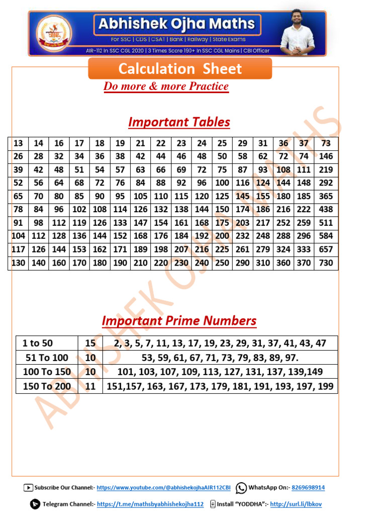 001) Calculation Sheet | PDF