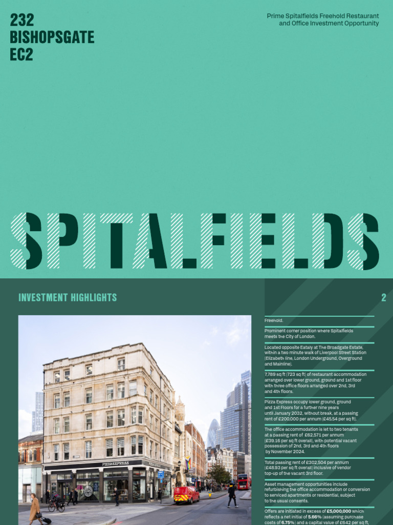 Pizza Express Investment at Bishopsgate | PDF | Leasehold Estate | Elevator