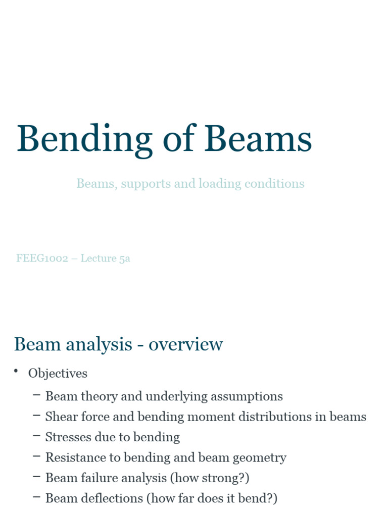FEEG1002 - Statics 1 - Lecture 5 - Beams, Shear Force and Bending ...
