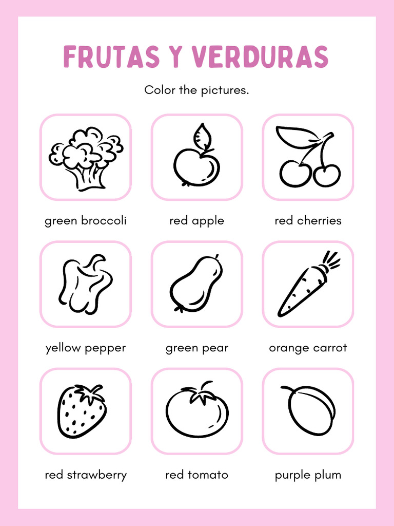 Colorea Frutas y Verduras | PDF | Home & Garden | Science & Mathematics
