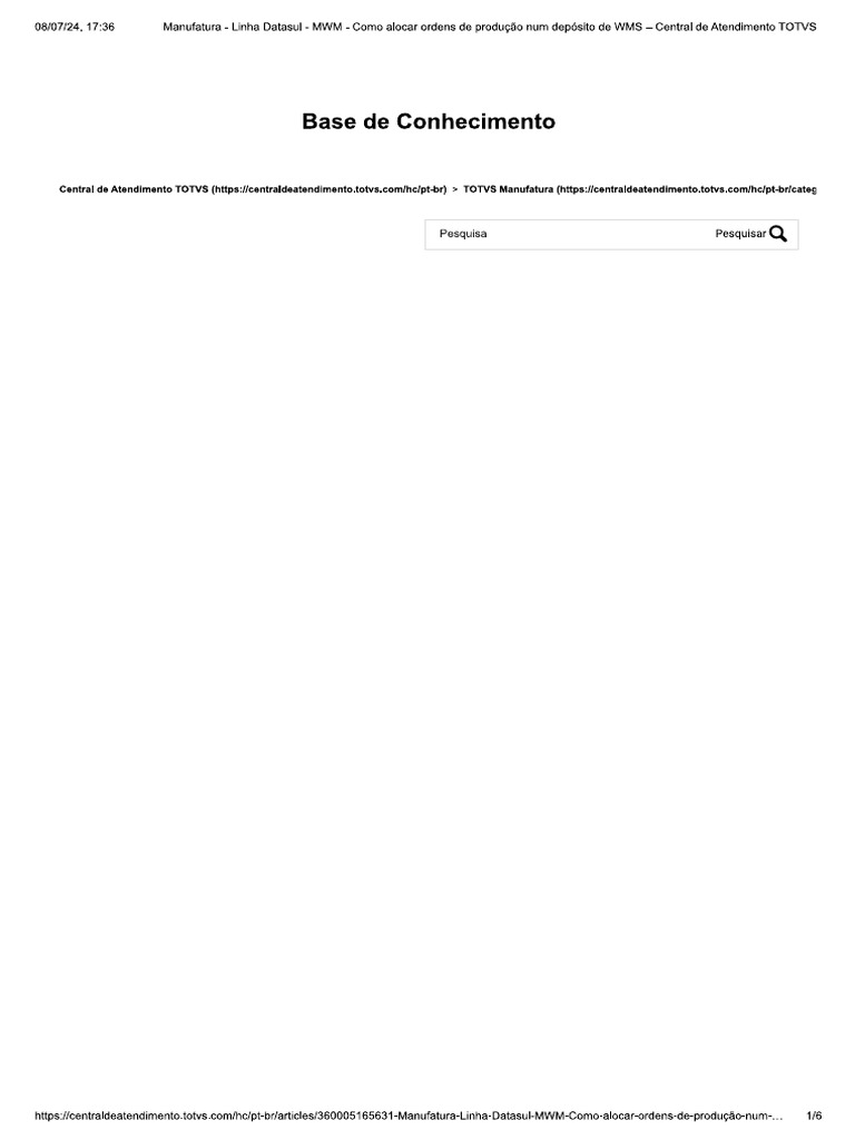 Alocar Ordem Dep WMS | PDF