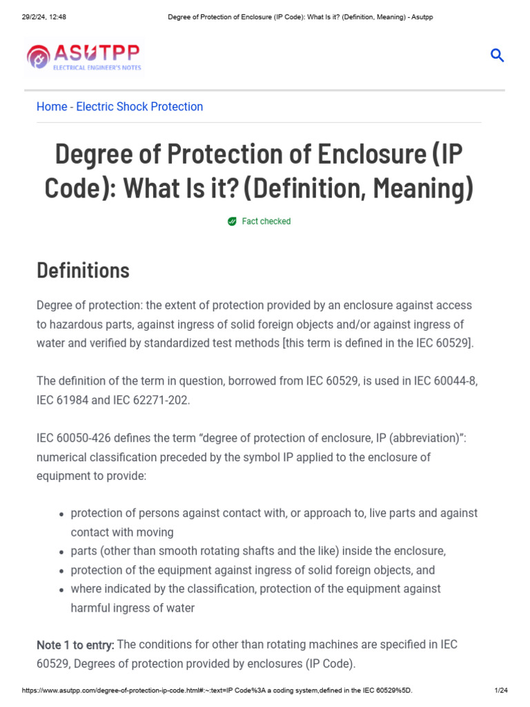 Degree of Protection of Enclosure (IP Code) - What Is It - (Definition ... Degree of Protection of Enclosure (IP Code) - What Is It - (Definition ...