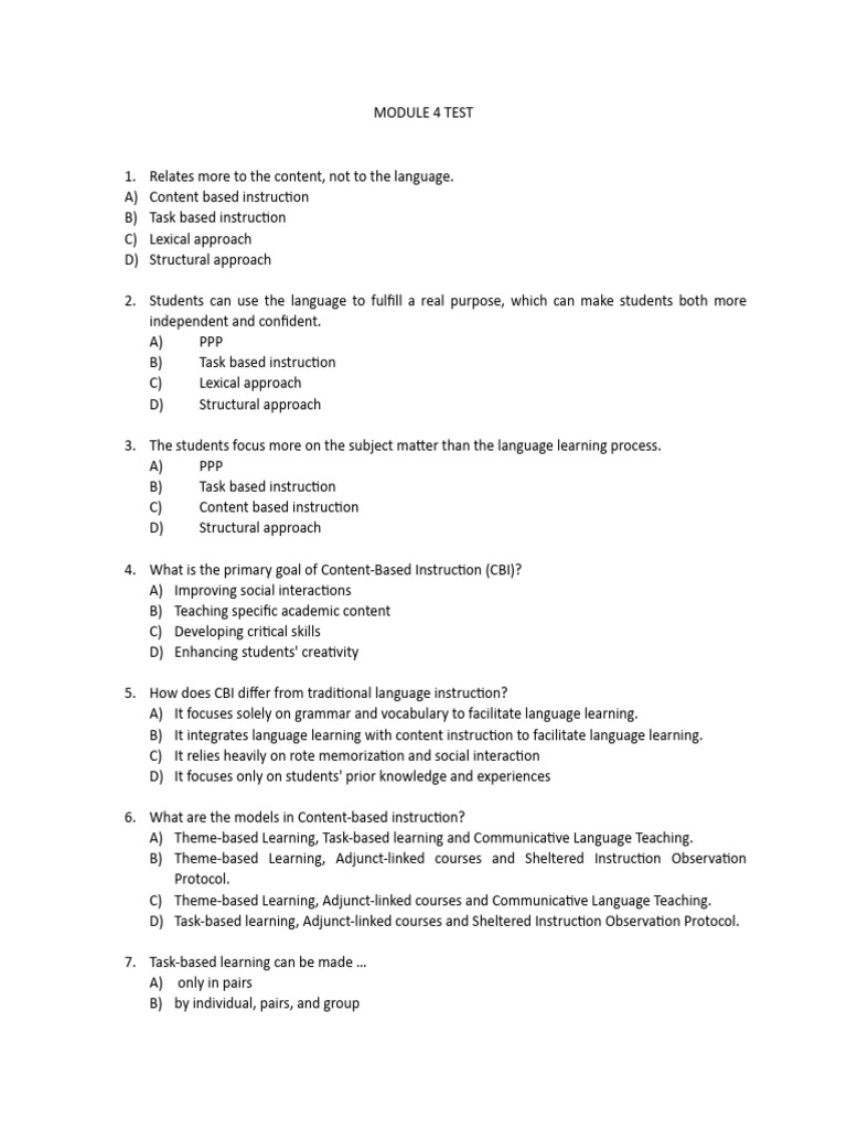 Module 4 Test Pdf Learning Behavior Modification