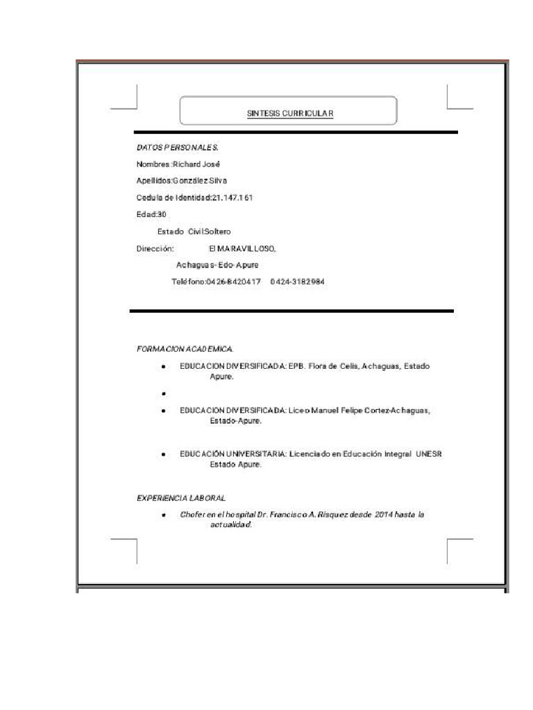 Richar Gonzalez Documentos | PDF