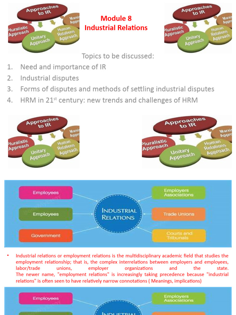 HRM Module 8 Industrial Relations | PDF | Strike Action | Human Resource Management