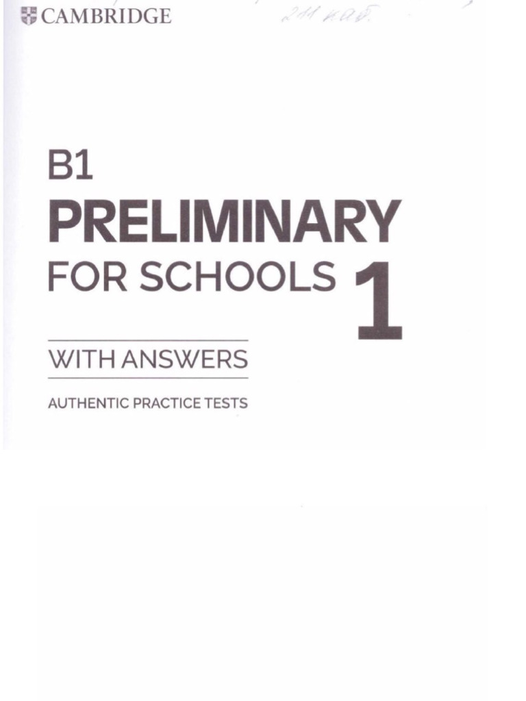 b1 Preliminary For Schools 1 With Answers Authentic Practice | PDF