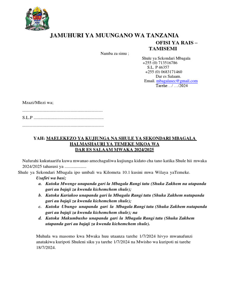 Jamuhuri Ya Muungano Wa Tanzania: Ofisi Ya Rais - Tamisemi | PDF