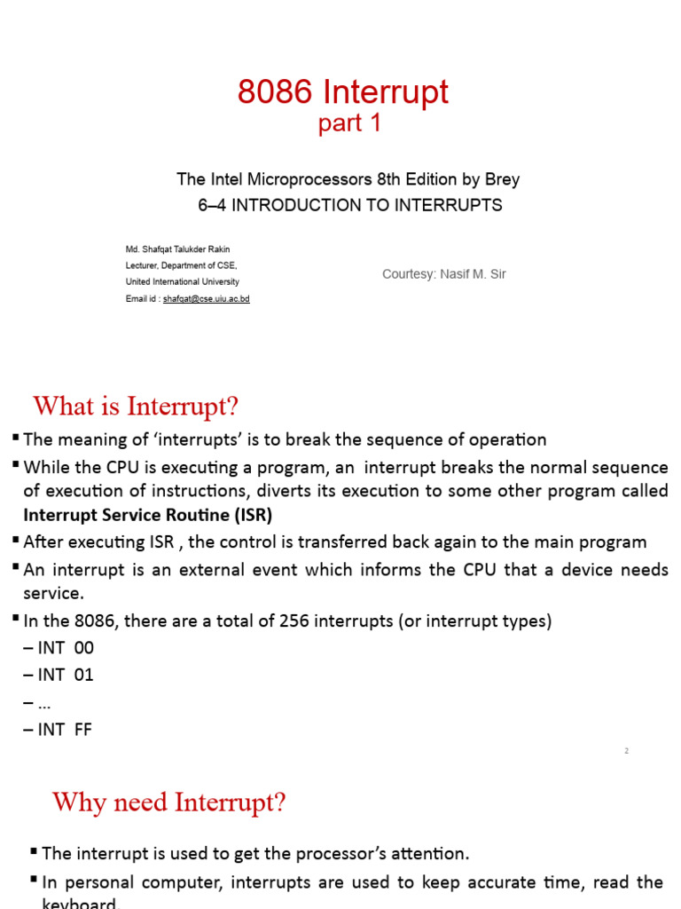 8.8086 Interrupt Part 1 | PDF | Central Processing Unit | Computer Hardware