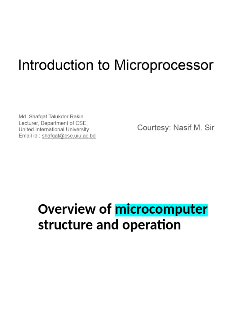 1.introduction To Microprocessor | PDF | Computer Data Storage | Central Processing Unit