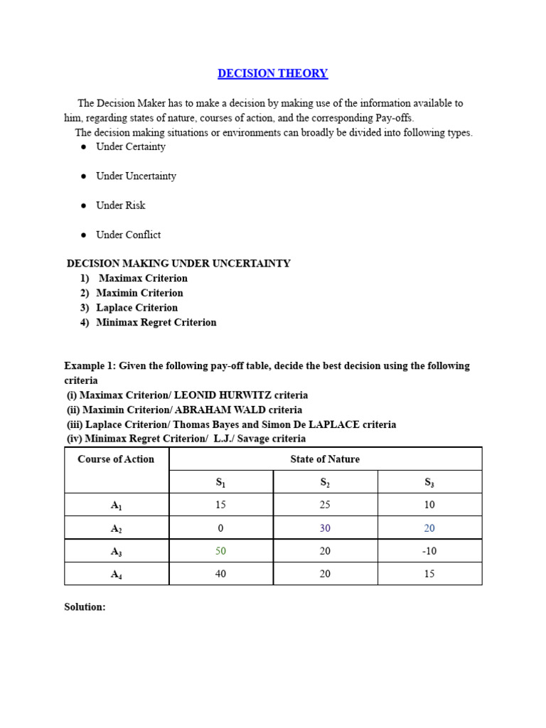 Remedial - Practice Session On Decision Theory | PDF | Profit (Economics) | Economics Of Uncertainty