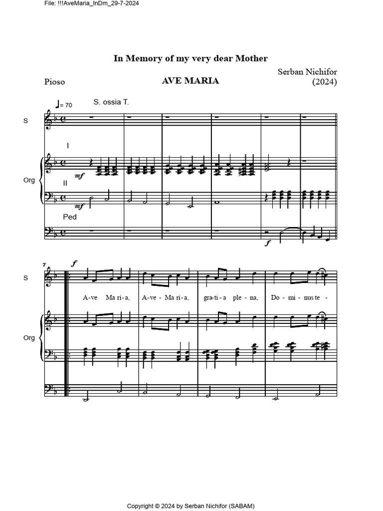 Serban Nichifor: AVE MARIA - in Tempore Belli, 2024 | PDF