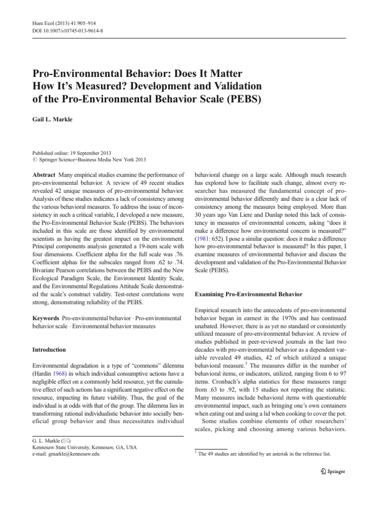 Pro-Environmental Behavior: Does It Matter How It 'S Measured ...