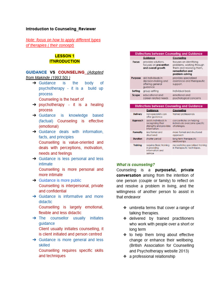 Introduction To Counseling - Reviewer | PDF | Psychoanalysis | Id