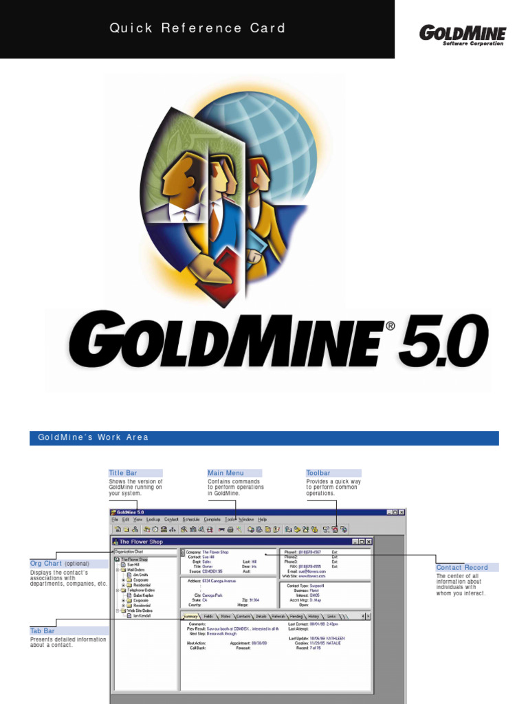 Goldmine 5 Quick Ref Card | PDF | Trademark | Software