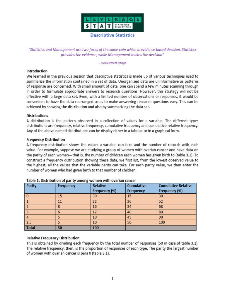 Descriptive Statistics | PDF | Variance | Mean Descriptive Statistics | PDF | Variance | Mean