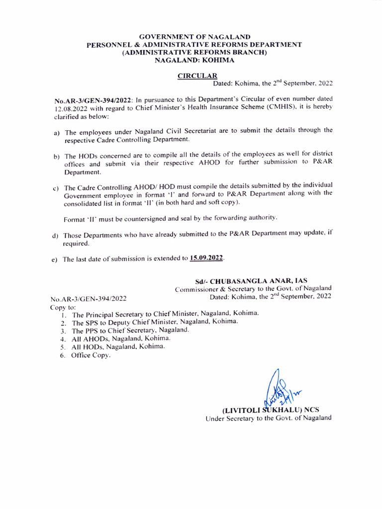 CMHIS Clarification Circular | PDF | Government