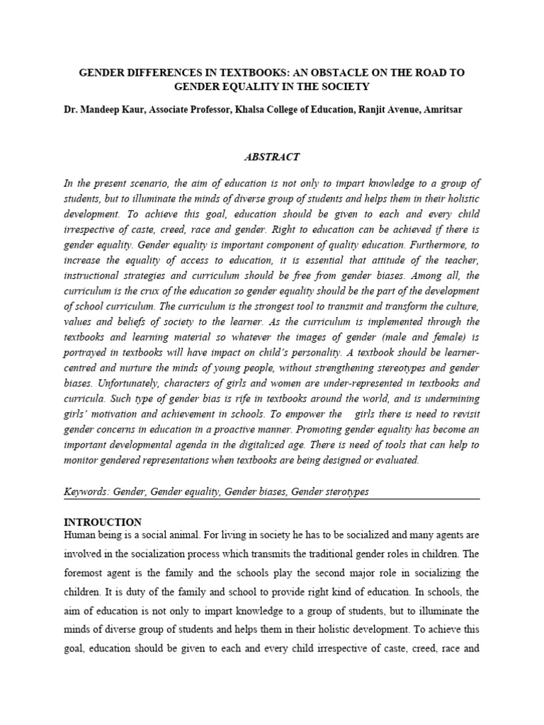 Gender Differences in Textbooks | PDF | Curriculum | Gender