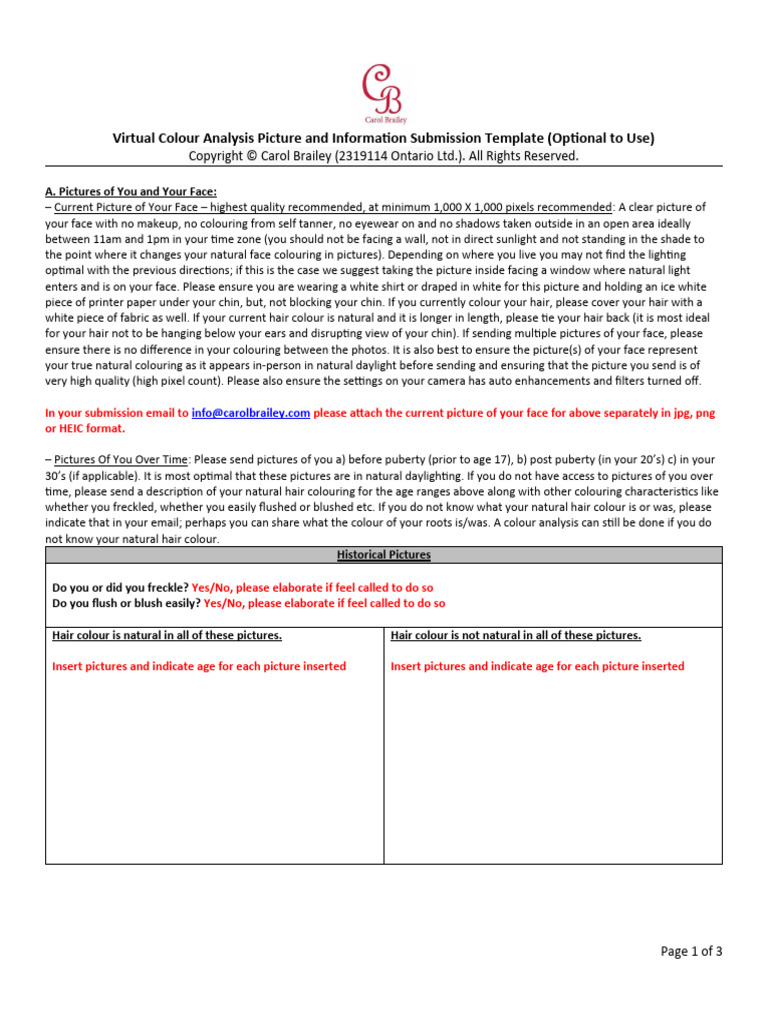 Template - Virtual Colour Analysis Picture Submission | PDF | Eye | Optics