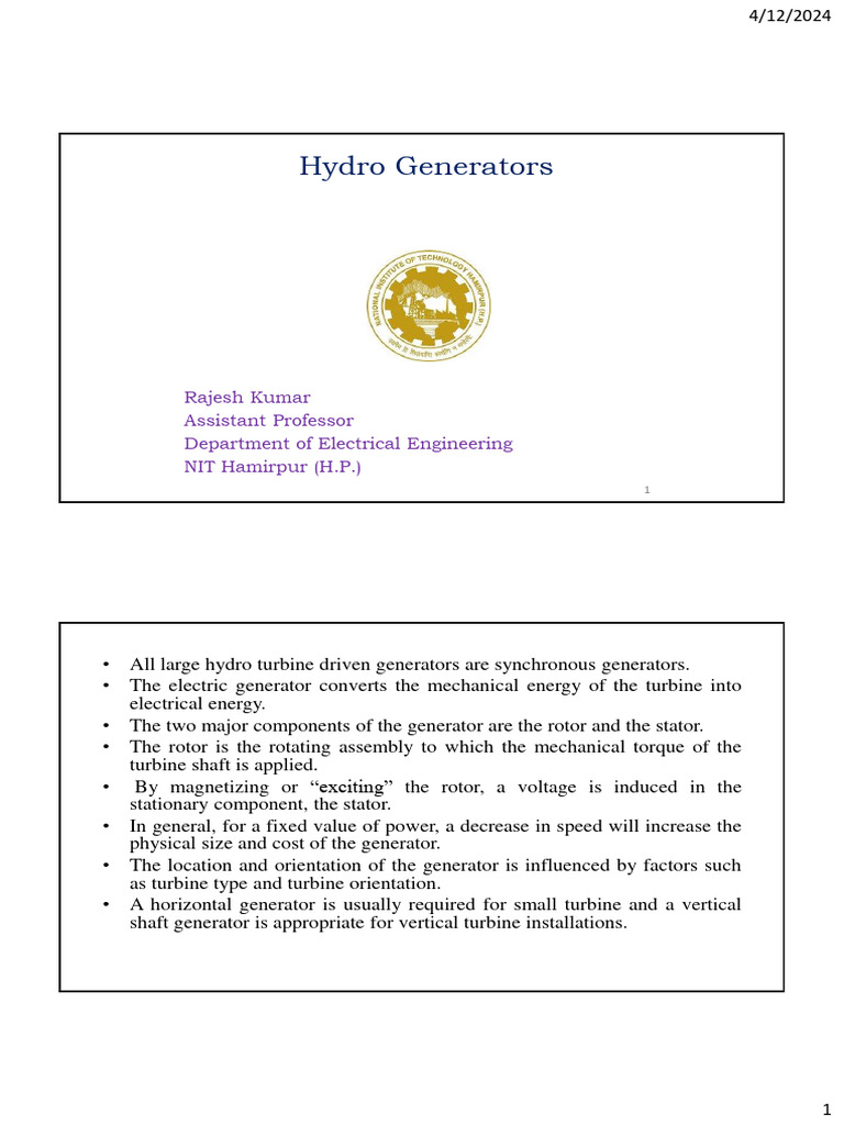 Chapter-4 - Hydro Generator 2 | PDF | Electric Generator | Electromagnetism