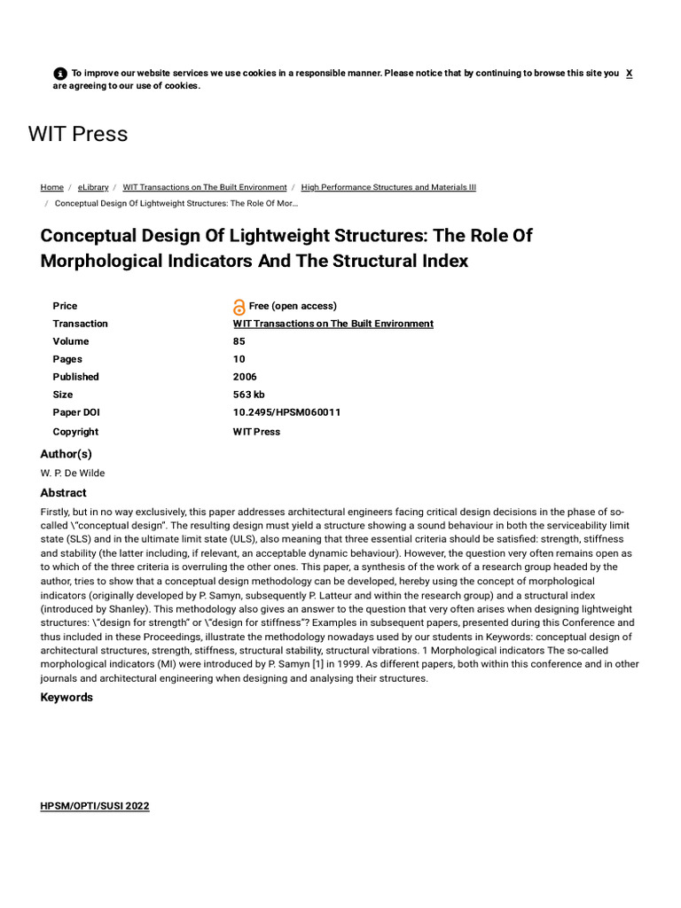 Conceptual Design of Lightweight Structures - The Role of Morphological Indicators and The ...