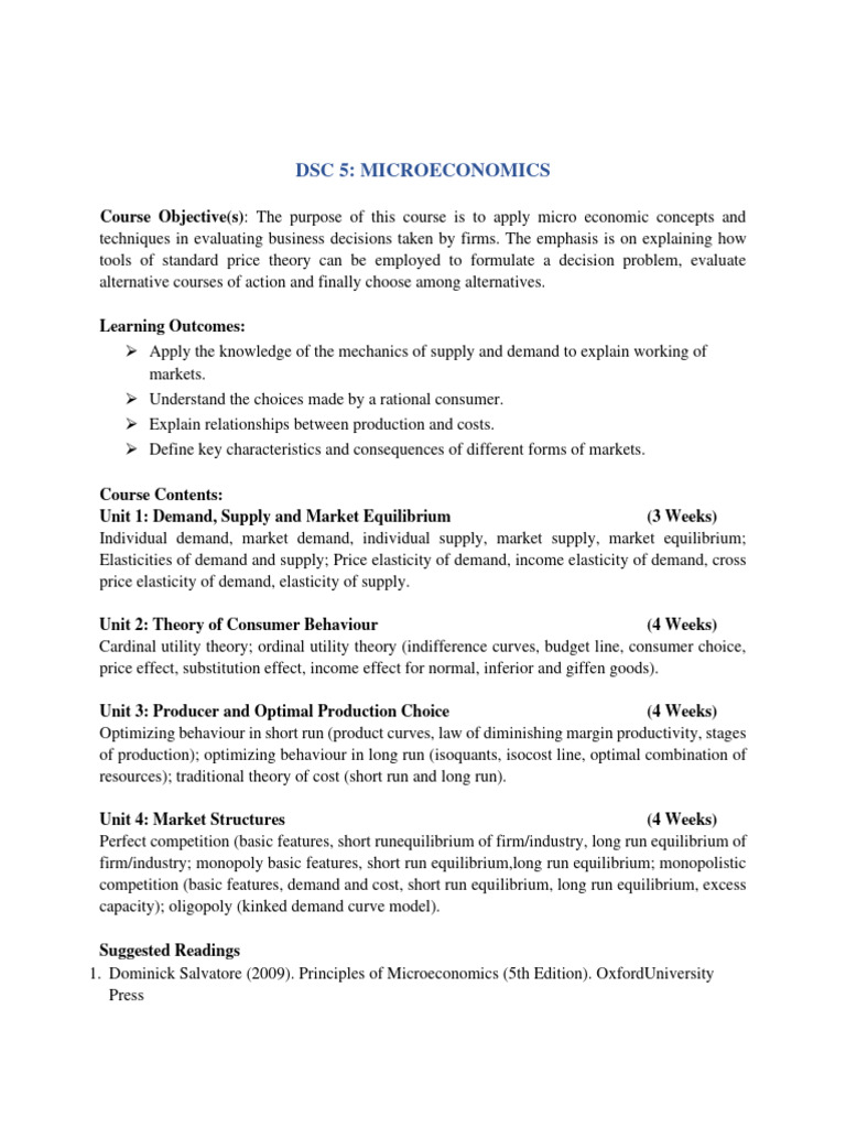 BMS - DSC - 5 Microeconomics | PDF | Microeconomics | Demand