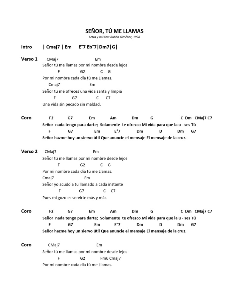 Señor Tú me llamas | PDF
