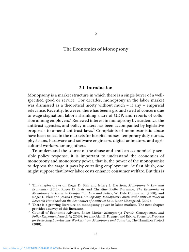 The Economics of Monopsony | PDF | Labour Economics | Economic Surplus