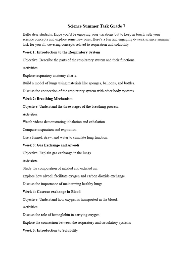 Grade 7 Science Summer Task Guide | PDF | Foreign Language Studies