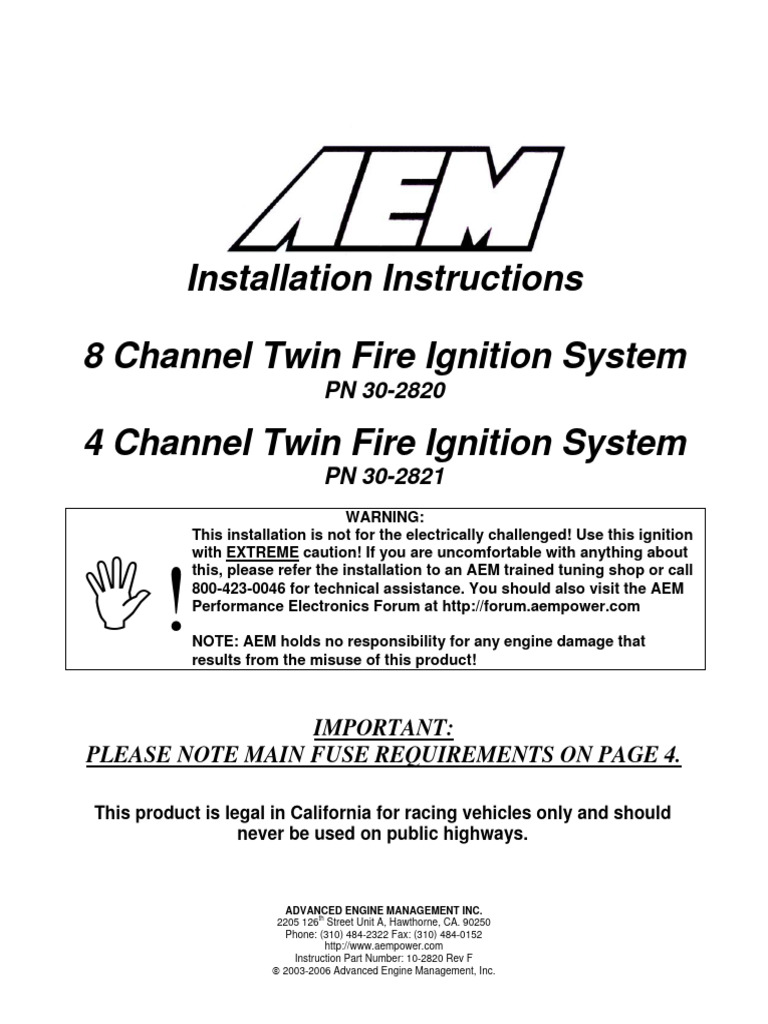 Aem Twinfire Ignition | PDF | Ignition System | Electrical Engineering