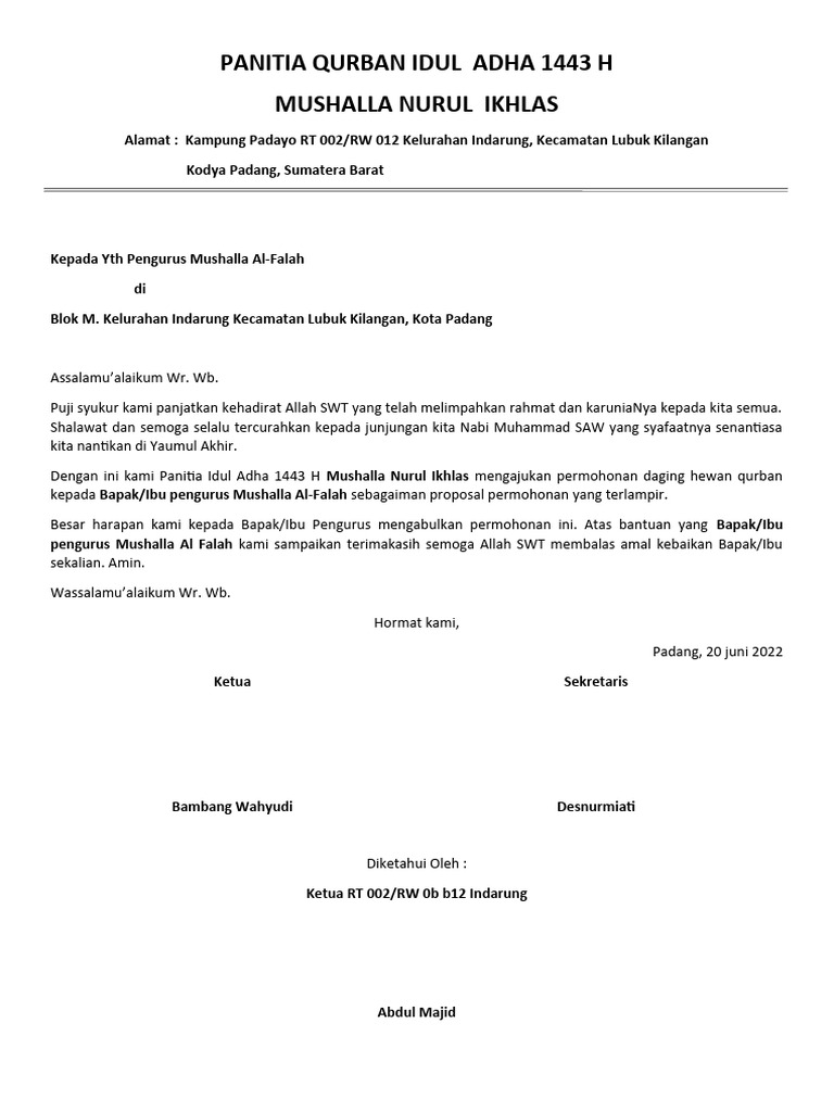 PERMOHONAN DAGING QURBAN IDUL ADHA 1443 H | PDF PERMOHONAN DAGING QURBAN IDUL ADHA 1443 H | PDF