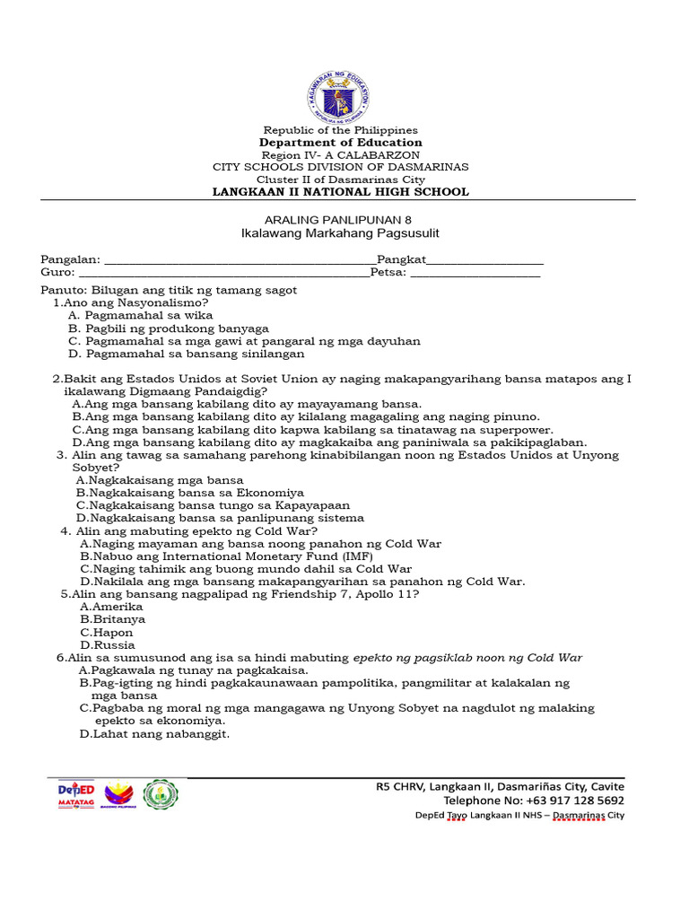 Summative G8 MDL | PDF